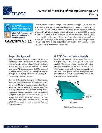 Numerical Modeling of Mining Sequences and Caving | US Minneapolis - Itasca Consulting Group, Inc.